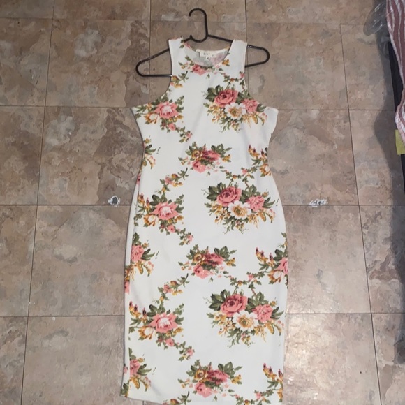Dresses | Rose Pattern Bodycon Dress | Poshmark